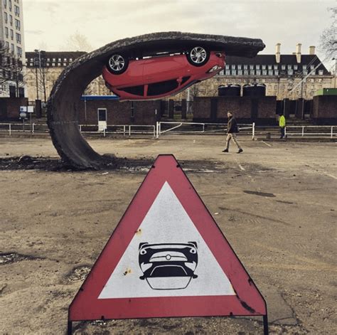 alex chinneck teams up with vauxhall for upside down car