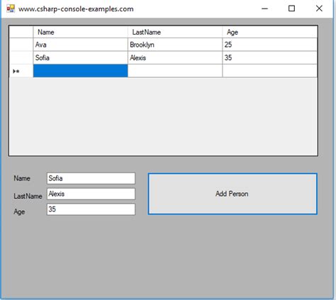 c datagridview add text from textbox to datagridview on button click