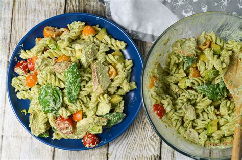 Easy Creamy Chicken Pesto Pasta Salad Daddys Nom