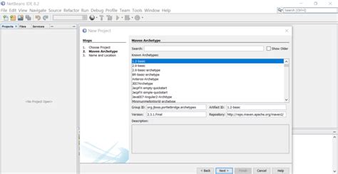 create maven project from archetype in netbeans