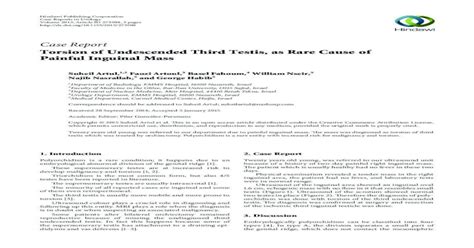 Case Report Torsion Of Undescended Third Testis As Rare · Testis