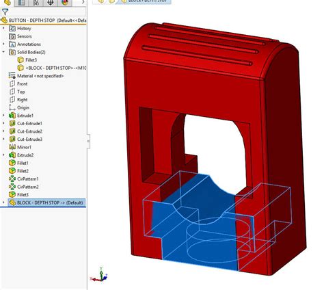 using the solidworks indent feature instead of combine