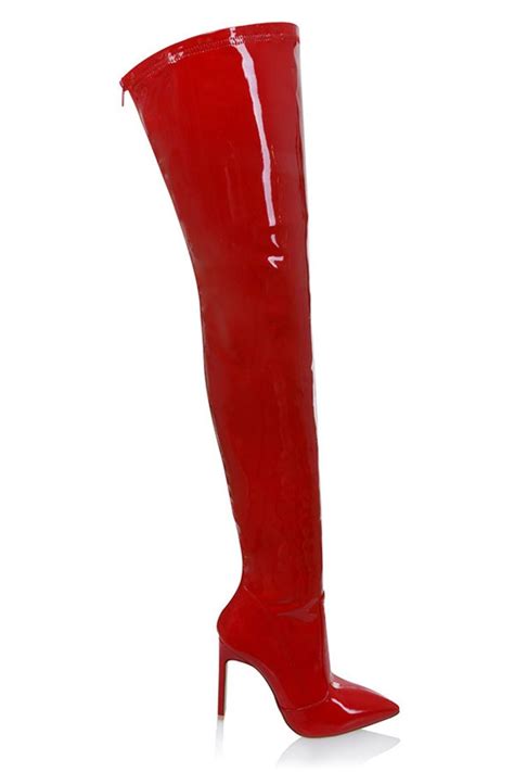 Inamorata Red Vegan Leather Over The Knee Boots Mistress Rocks