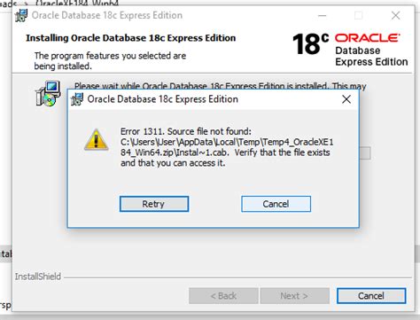 installation of oracle xe failed — oracle tech