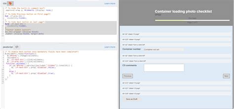 enable disable next and submit buttons and mandatory fields