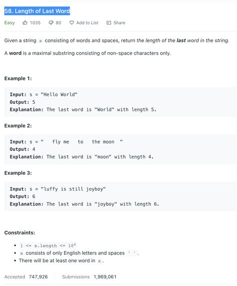leetcode 58 length of last word