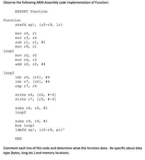 observe the following arm assembly code