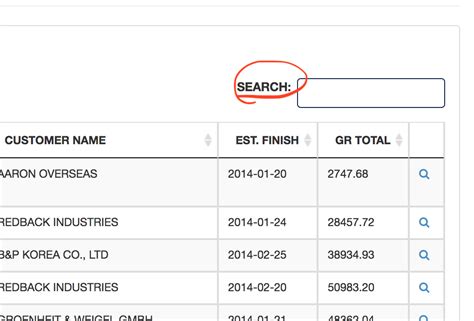 php customize style of input filter in datatable stack overflow