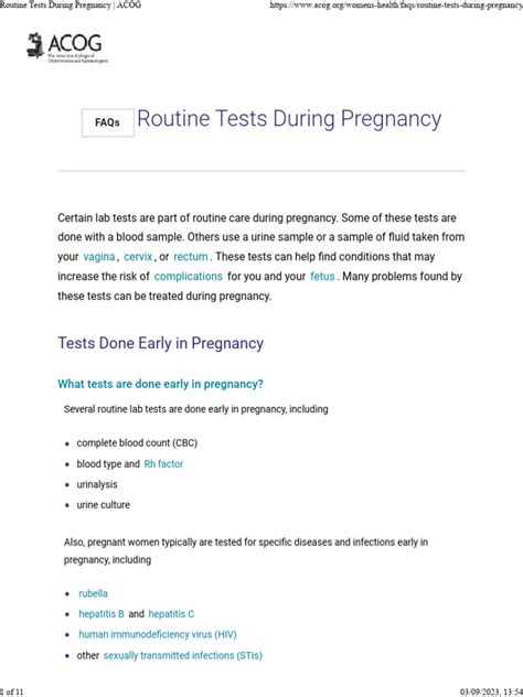 Routine Tests During Pregnancy Acog Pdf