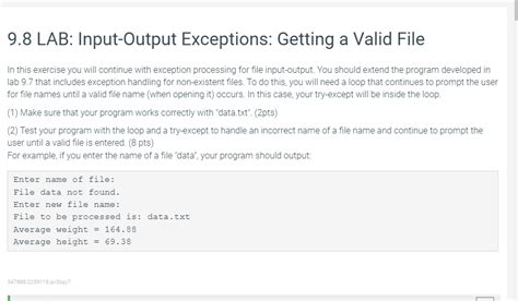 solved 9 8 lab input output exceptions getting a valid