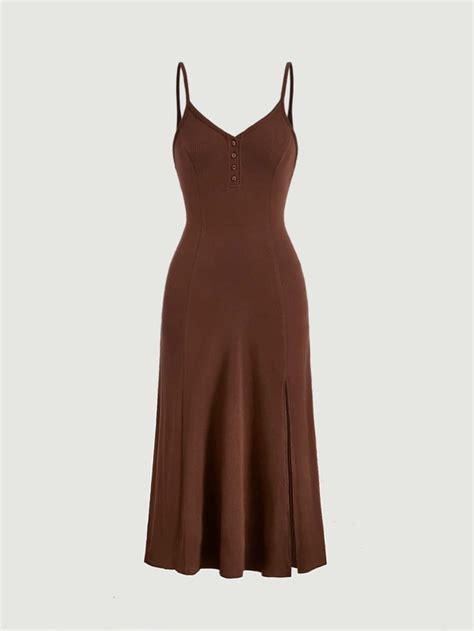Shein Mod Solid Button Front Cami Dress Shein Usa