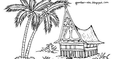 Contoh Gambar Mewarnai Rumah Adat Kalimantan Timur Kataucap