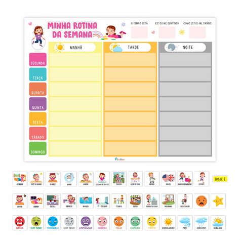 Kit Quadros Educativos Infantil Rotina Semanal Calendário