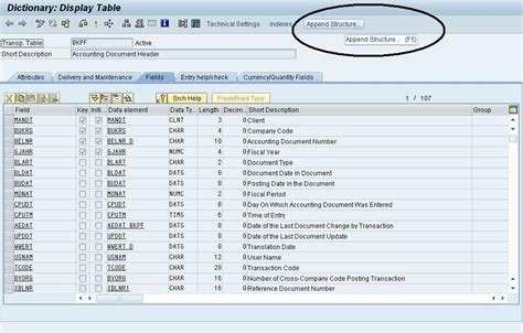 systems in seconds create append structure in abap data dictionary