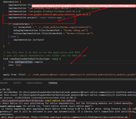 reactjs react native uses autolinking for native dependencies react