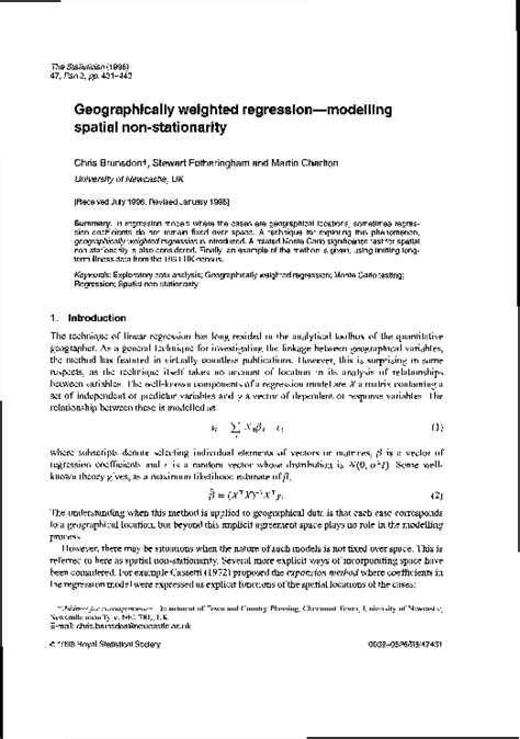 pdf geographically weighted regression chris brunsdon