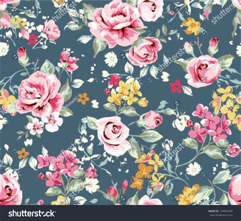 Classic Wallpaper Seamless Vintage Flower Pattern Stock Vector