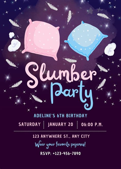 Free Printable Customizable Sleepover Invitation Templates 52 Off