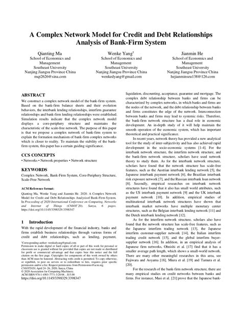 pdf a complex network model for credit and debt