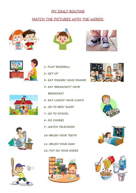 English Exercises Grammar Worksheets Play Baseball Daily Routines