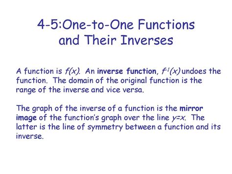 4 5 One To One Functions And Their Inverses Ppt Download