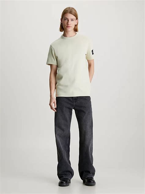 Badge T Shirt Aus Baumwolle Mit Waffelstruktur Calvin Klein