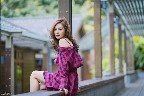 Wallpaper Asian Women Model Long Hair Brunette Depth Of Field