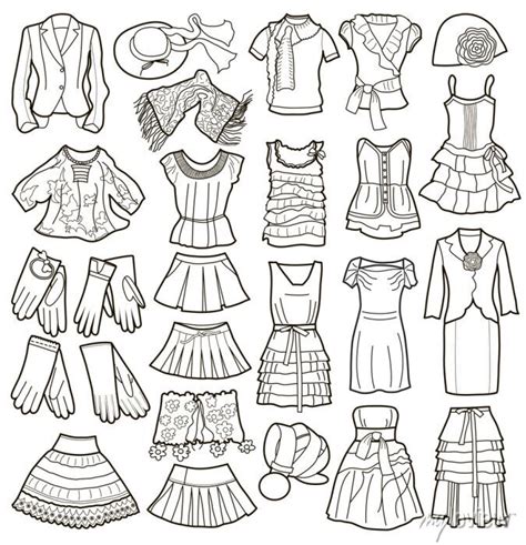 Collection Of Fashionable Womens Clothes Isolated On White Vector