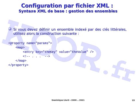 le framework spring configuration par fichier xml syntaxe xml de
