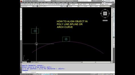 how to auto cad align objects to curve youtube