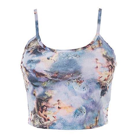 2020 Printed Spaghetti Strap Camisoles Tank Top Women Summer Sexy Cute