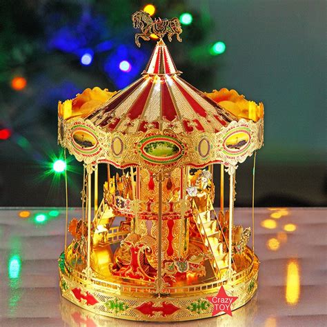 piececool 3d metal puzzle merry go around carousel model