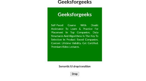 semantic ui drop transition geeksforgeeks