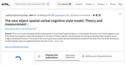 The New Object‐spatial‐verbal Cognitive Style Model Theory And Measurement