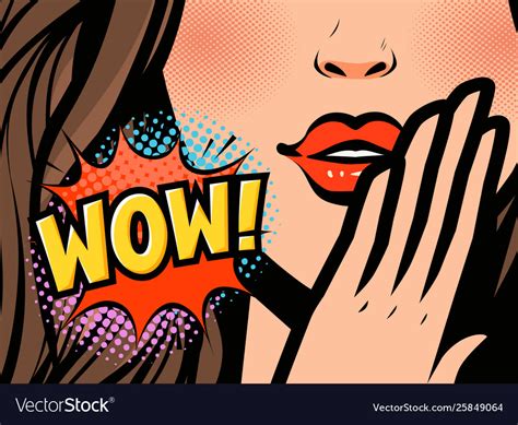 Pop Art Female Face Closeup Sexy Young Woman Vector Image