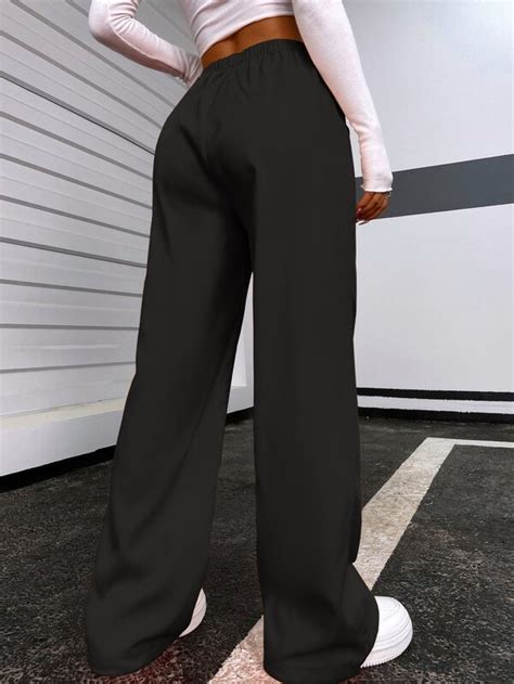 Shein Coolane Drawstring Waist Wide Leg Pants Shein