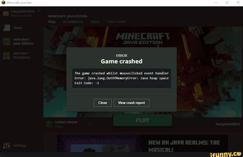 error game crashed the game crashed whilst mouseclicked event handler