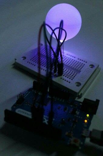 rgb led and arduino using a ping pong ball to diffuse the light