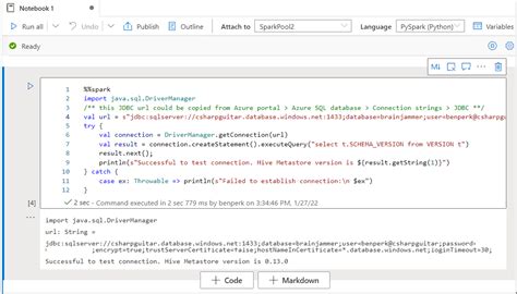 use external hive metastore for synapse spark pool the best c