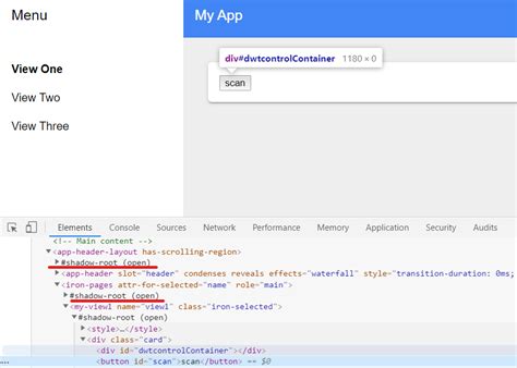 how to make dynamic web twain work with polymer shadow dom dynamsoft
