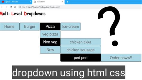 multilevel dropdowns menu using html and css youtube