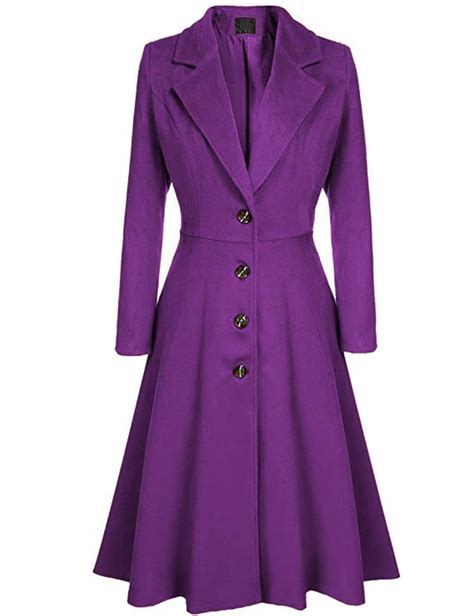 Buy Sematomala Womens Wool Blend Coats Pea Coat Lapel Wrap Swing