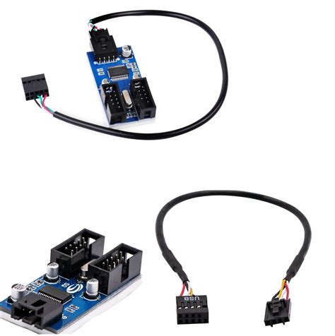 Motherboard 9pin Usb Header To 2 Male Extension Cable Card