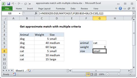 excel formula approximate match with multiple criteria exceljet