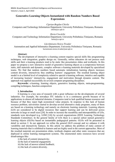 pdf generative learning objects instantiated with random numbers