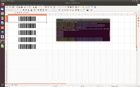 using the barcode fonts in libreoffice calc use linux shell scripts to