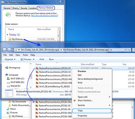 how to recover deleted files using the restore previous versions