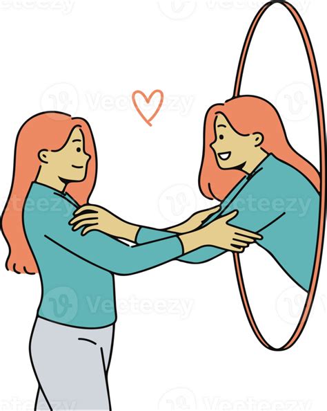 A Girl Is Hugging Her Reflection In A Mirror 48027552 Png
