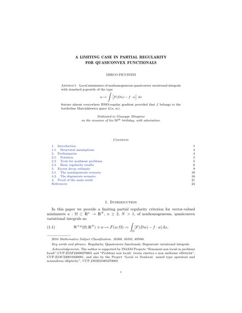 pdf a limiting case in partial regularity for quasiconvex functionals
