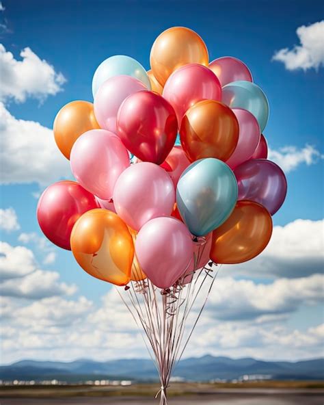 Premium Ai Image In The Picture Colorful Balloons Float Against A